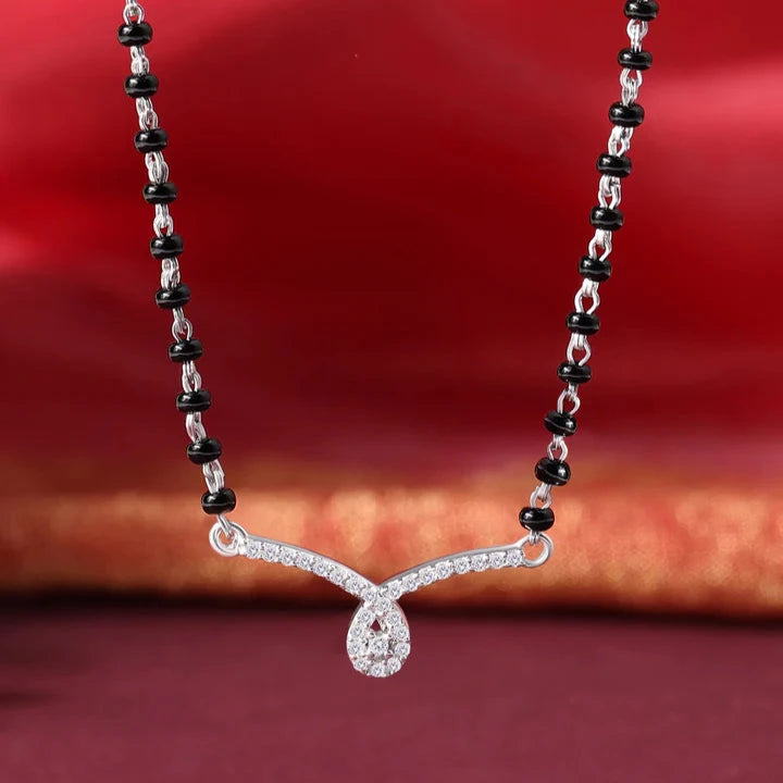 Diamond Look Infinity Mangalsutra for women – Eevee Jewels Silver